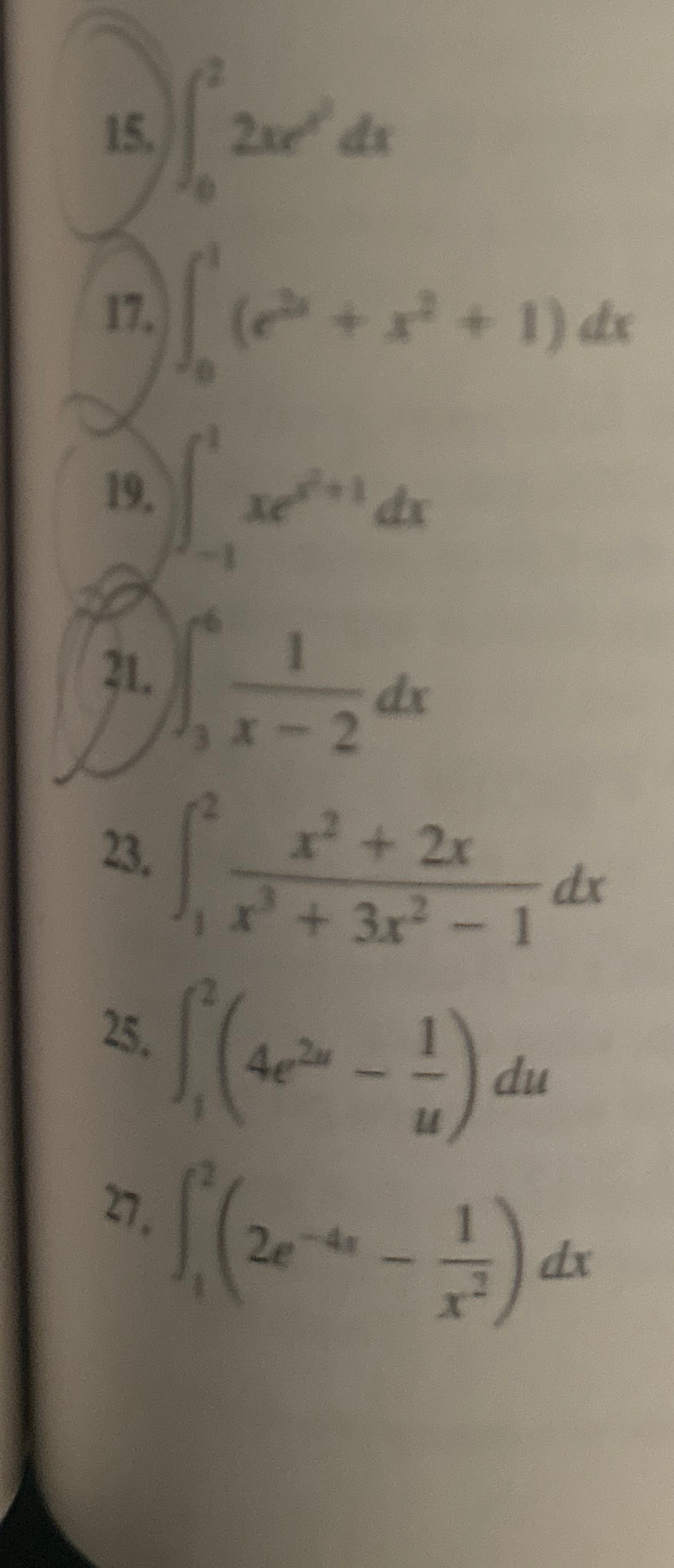 Solved ∫022×?2dx∫01(x2+x2+1)dx∫-11xex2+1dx∫361x-2dx∫12x2+2xx | Chegg.com