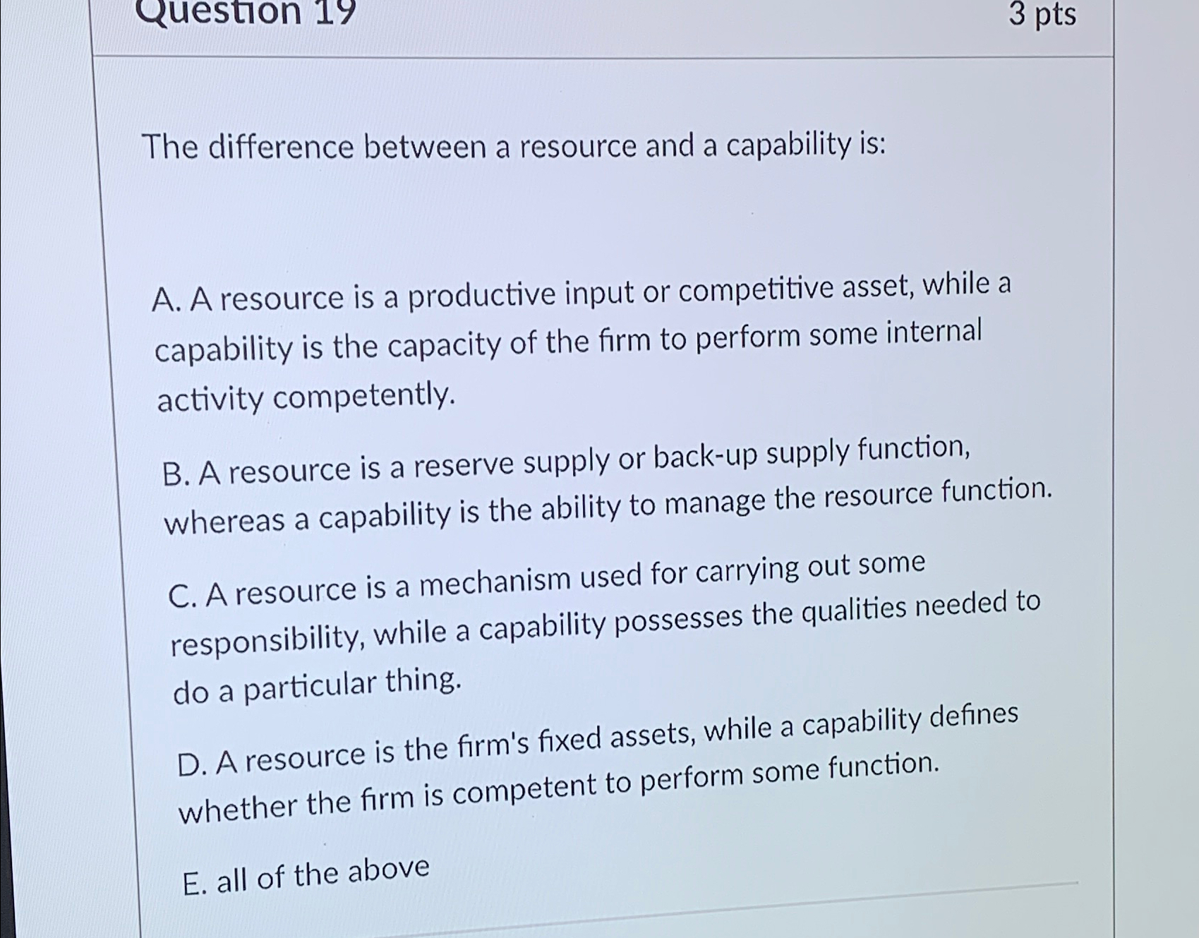 Solved 3 ﻿ptsThe difference between a resource and a | Chegg.com