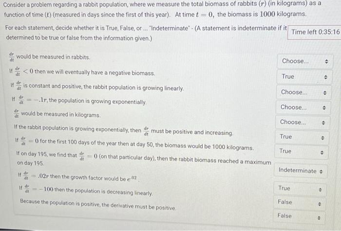 Solved Consider a problem regarding a rabbit population, | Chegg.com