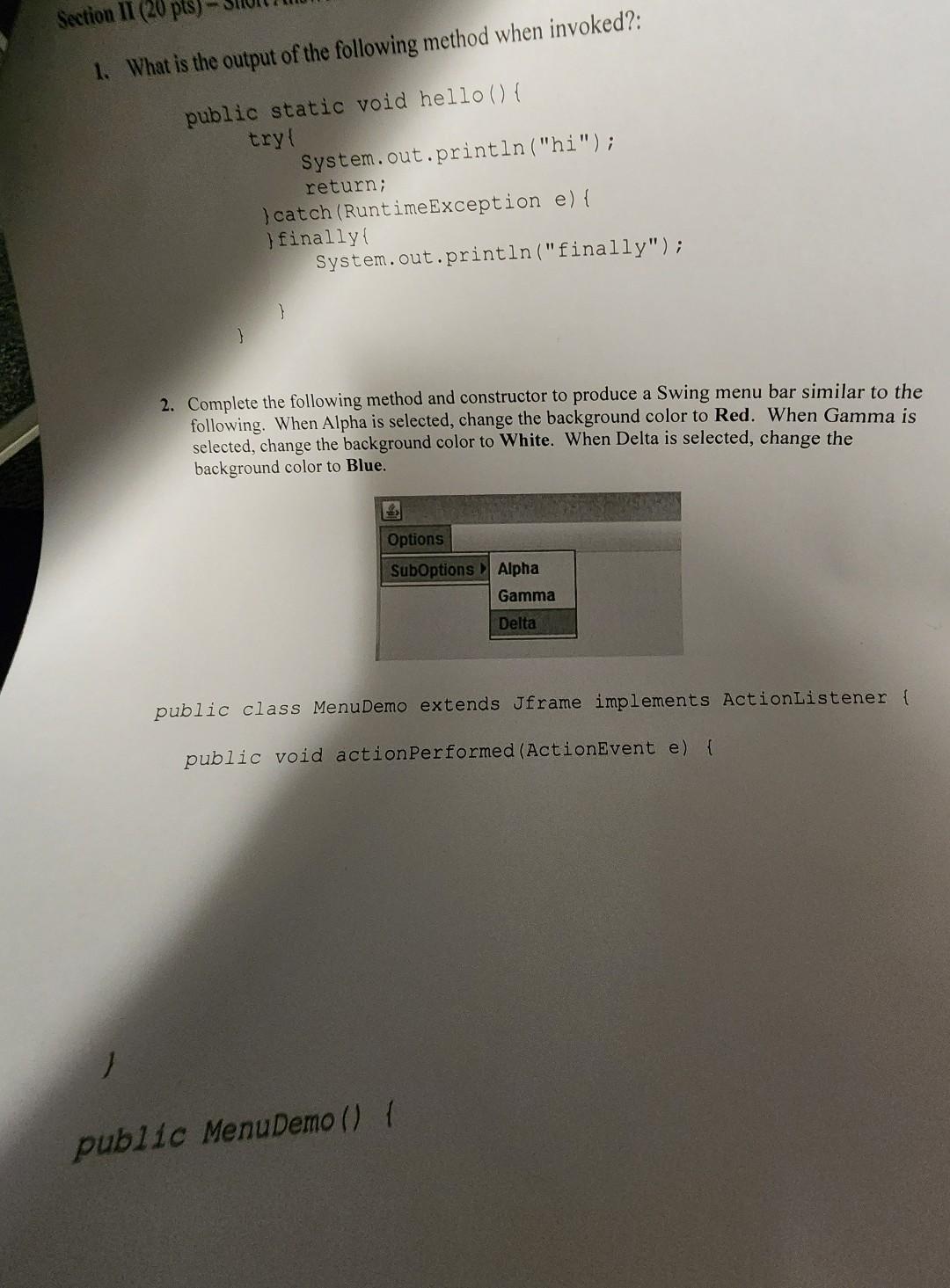 Solved 1. What is the output of the following method when | Chegg.com