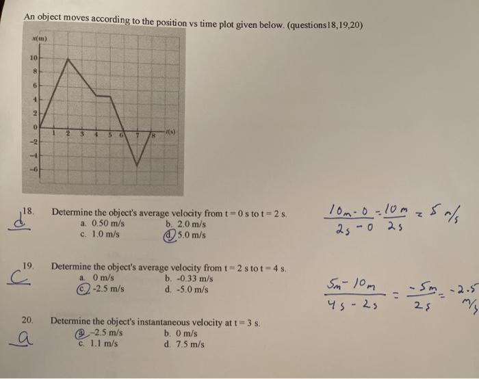 Solved An object moves according to the position vs time | Chegg.com