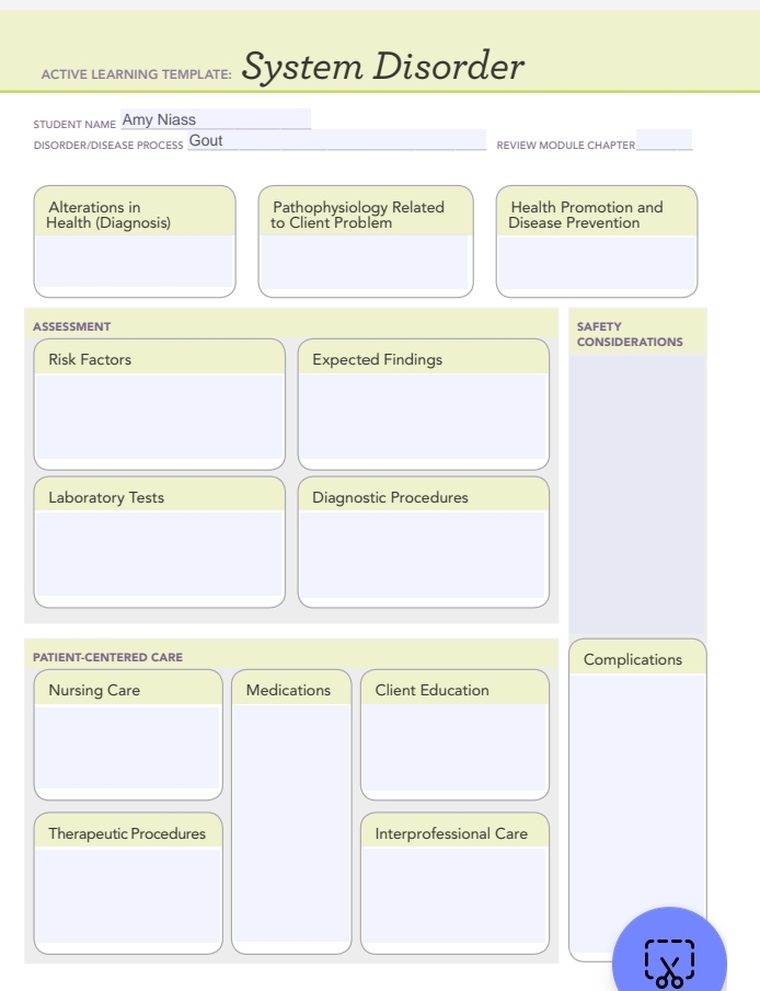 Solved active learning template: System Disorderstudent name | Chegg.com