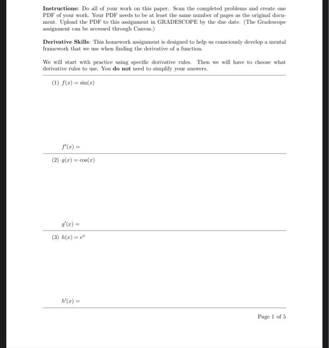Solved Instructions: Do all of your work on this paper. Scan | Chegg.com