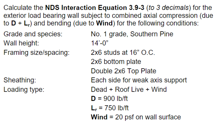 Solved Calculate the NDS Interaction Equation 3.9-3 (to 3 | Chegg.com