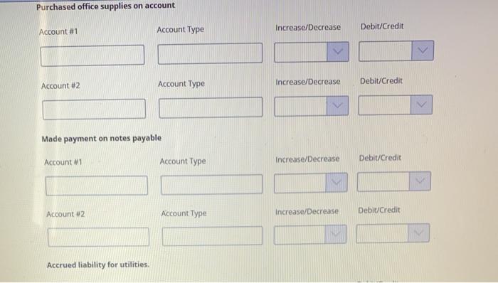 Solved Purchased office supplies on account | Chegg.com