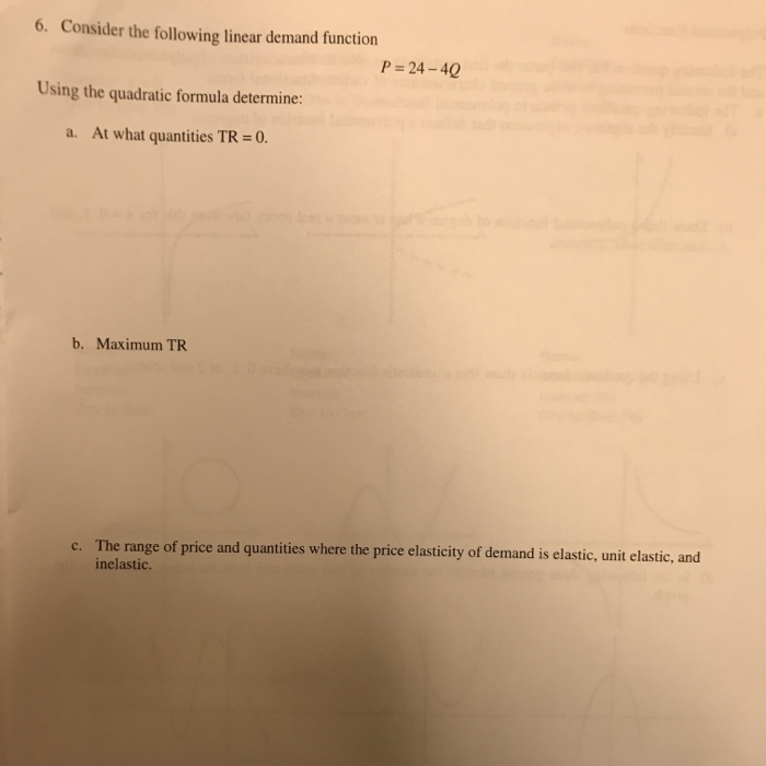 Solved 6. Consider the following linear demand function P= | Chegg.com