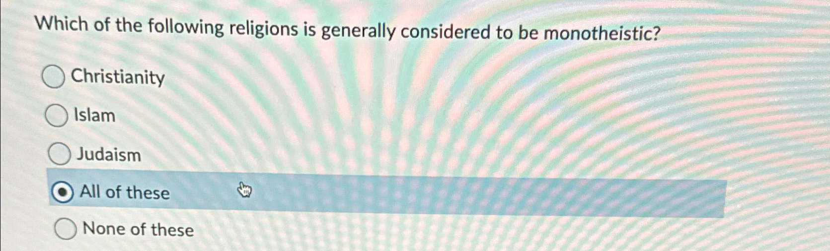Solved Which of the following religions is generally | Chegg.com
