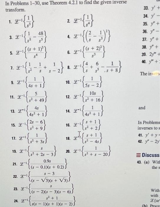 Solved In Problems 1-30, use Theorem 4.2.1 to find the given | Chegg.com