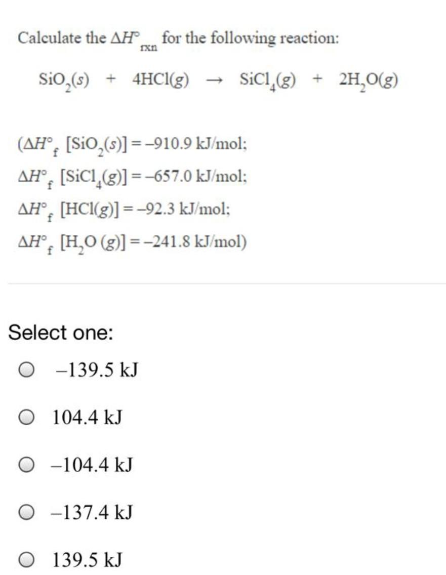 Solved Calculate the AH for the following reaction: Ixn SiO₂ | Chegg.com