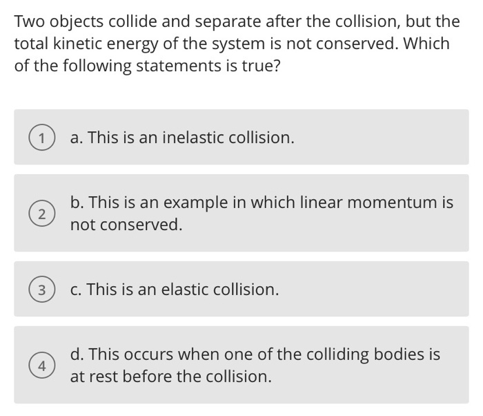 Solved Two objects collide and separate after the collision, | Chegg.com