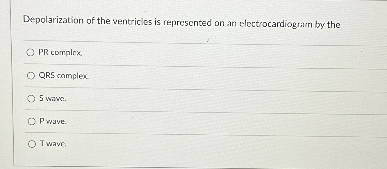 Solved Depolarization of the ventricles is represented on an | Chegg.com