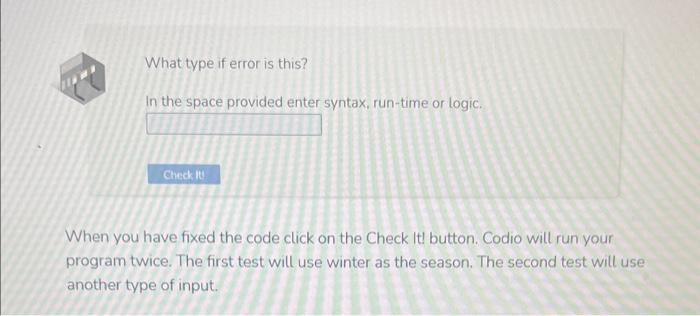 Solved Exercise 1 Identify And Fix The Error Analyze The 