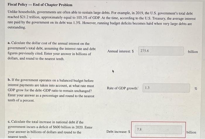 Solved Fiscal Policy End of Chapter Problem Unlike | Chegg.com