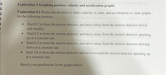Exploration 5 Graphing position, velocity and | Chegg.com