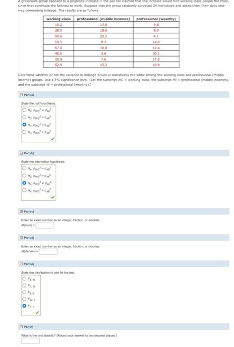 Solved way commuting inleage. The retults are an follews. | Chegg.com