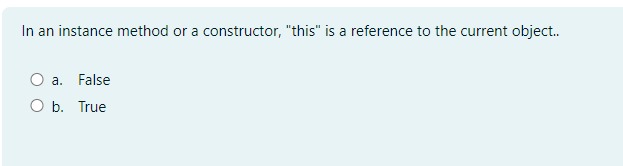 Solved In an instance method or a constructor, "this" is a | Chegg.com