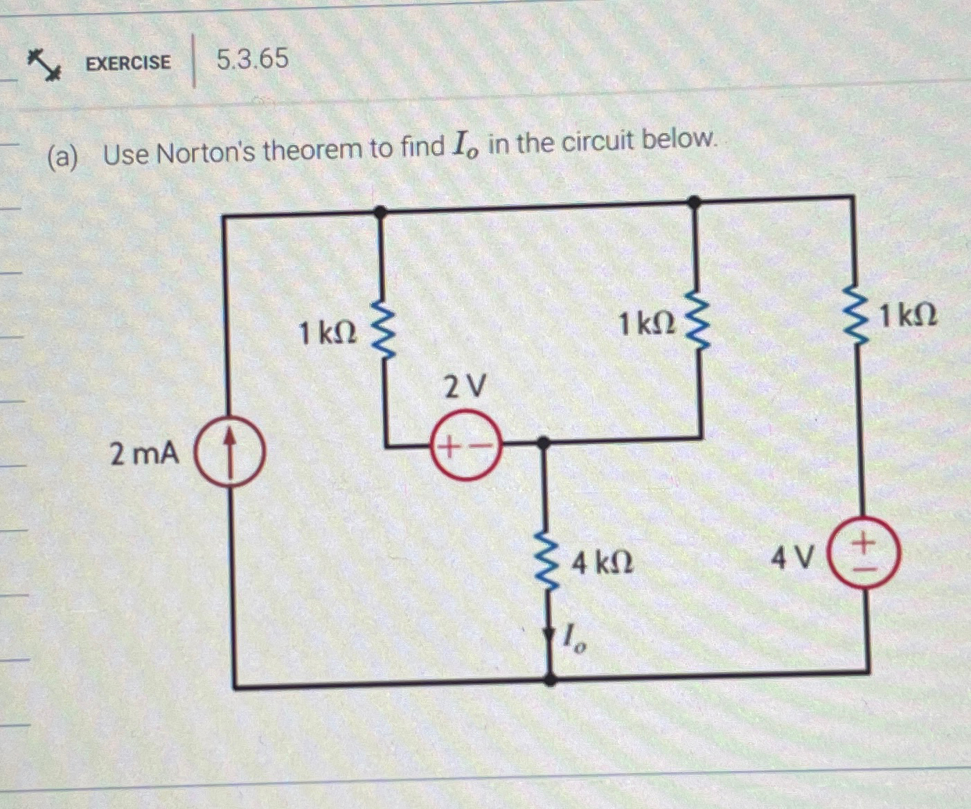 Solved EXERCISE5.3 .65(a) ﻿Use Norton's theorem to find Io | Chegg.com