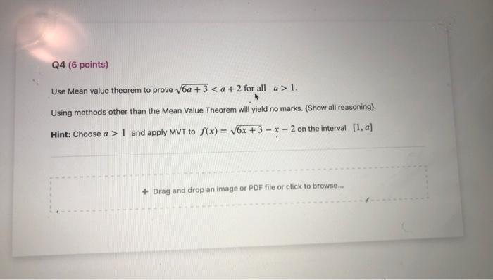 Solved Q4 (6 points) Use Mean value theorem to prove va + 3 | Chegg.com