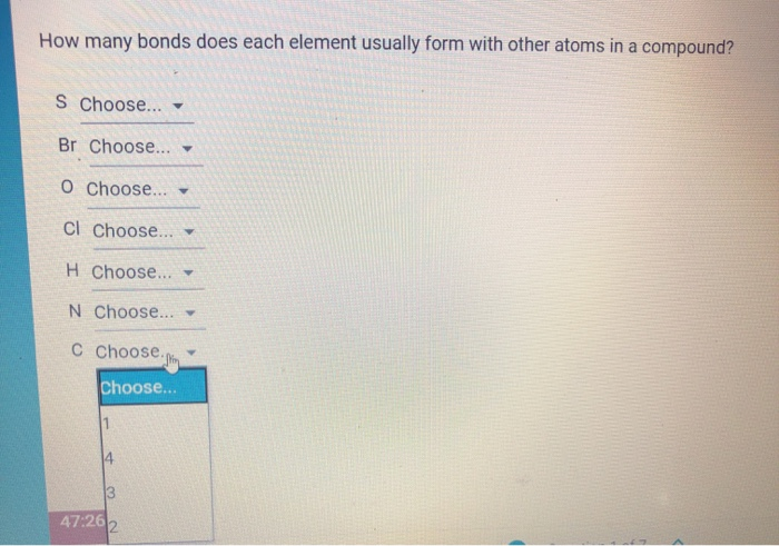 Solved How many bonds does each element usually form with | Chegg.com