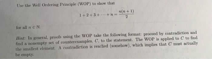 Solved Use the Well Ordering Principle (WOP) to show that | Chegg.com