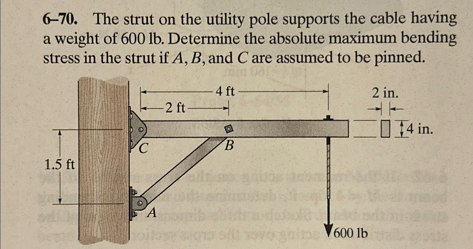 Solved 6-70. ﻿The strut on the utility pole supports the | Chegg.com