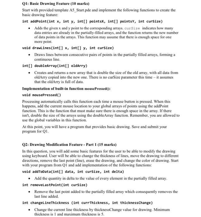 Solved Simple Drawing program Implement a simple drawing | Chegg.com