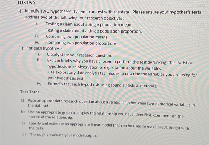 A Identify Two Hypotheses That You Can Test With 
