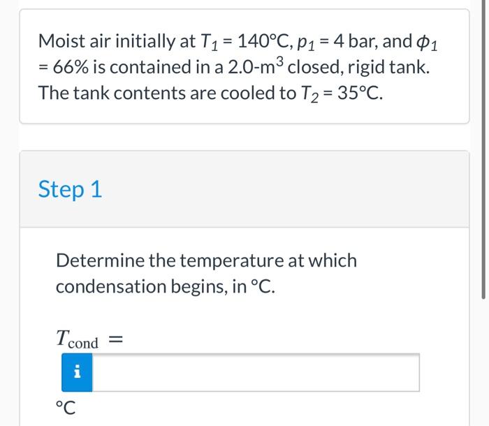 Solved = = Moist air initially at T1 = 140°C, p1 = 4 bar, | Chegg.com