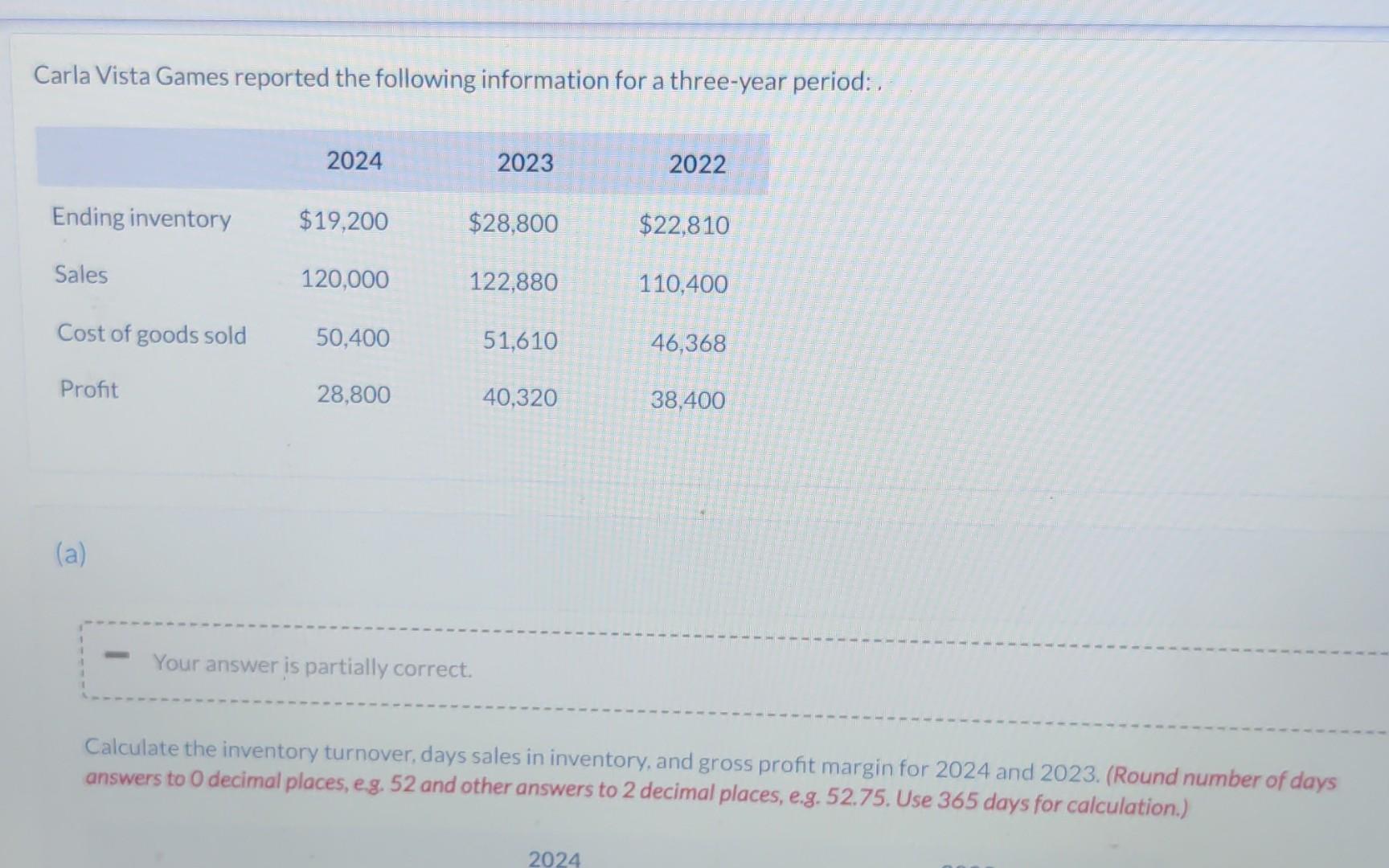 Solved Carla Vista Games reported the following information | Chegg.com