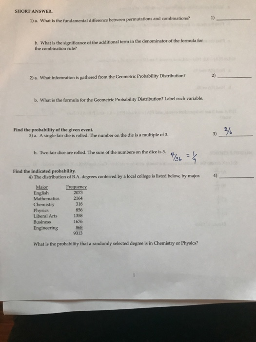 Solved SHORT ANSWER. 1) 1)a. What is the fundamental | Chegg.com