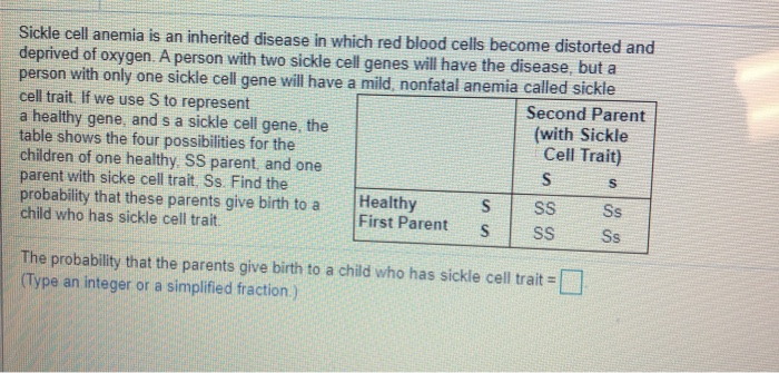 Solved Sickle cell anemia is an inherited disease in which | Chegg.com