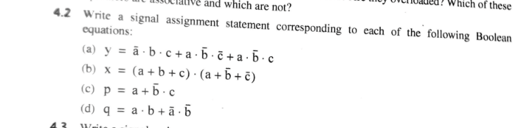 Solved 42 Write A Signal Assignment Statement Corresponding 9386