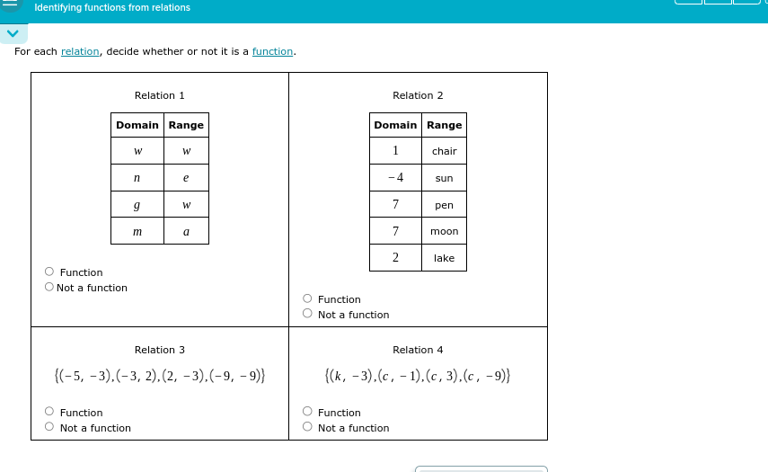 Solved For each relation, decide whether or not it is a | Chegg.com