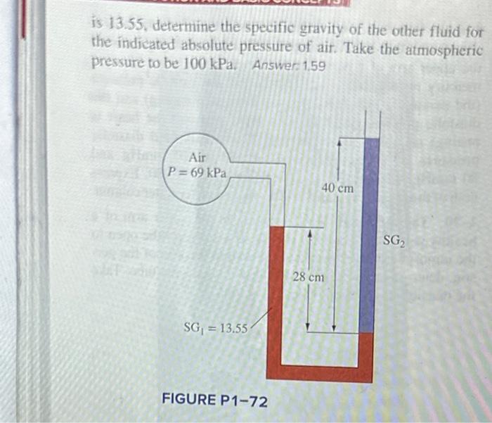 Solved 1-72 Consider a double-fluid manometer attached to an | Chegg.com Solved 1-72 Consider a double-fluid manometer attached to an | Chegg.com