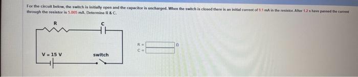 Solved For the circult below, the switch is initially open | Chegg.com