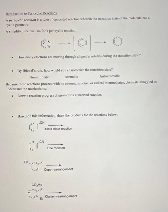 Solved Introduction to Pericyclic Reactions A pericyclic | Chegg.com