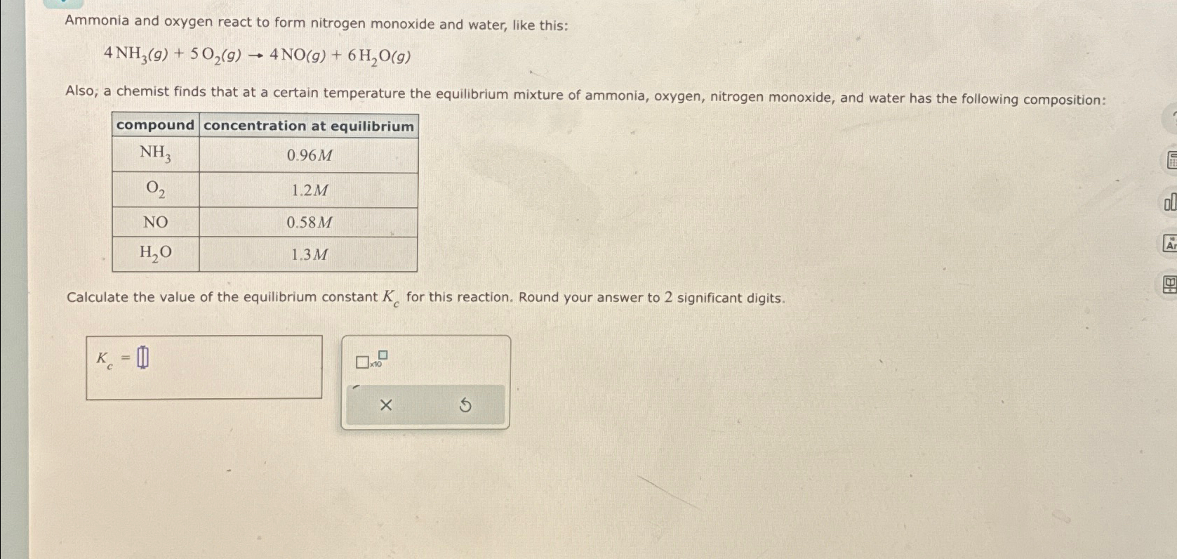 Ammonia and oxygen react to form nitrogen monoxide | Chegg.com