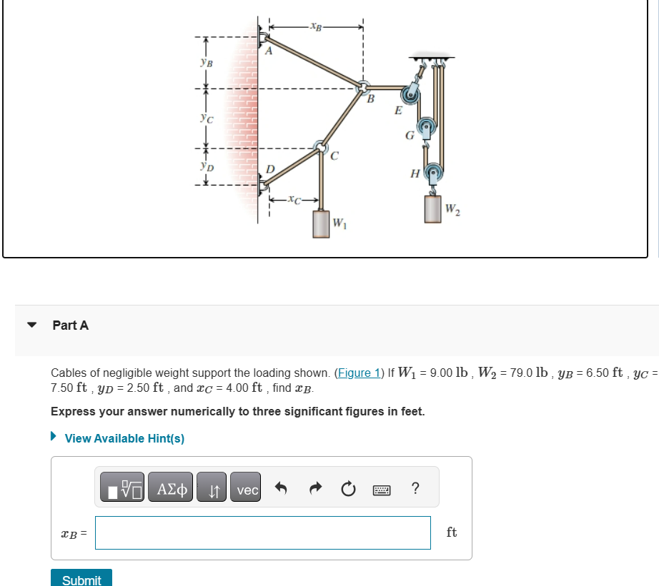 Solved Part ACables of negligible weight support the loading | Chegg.com