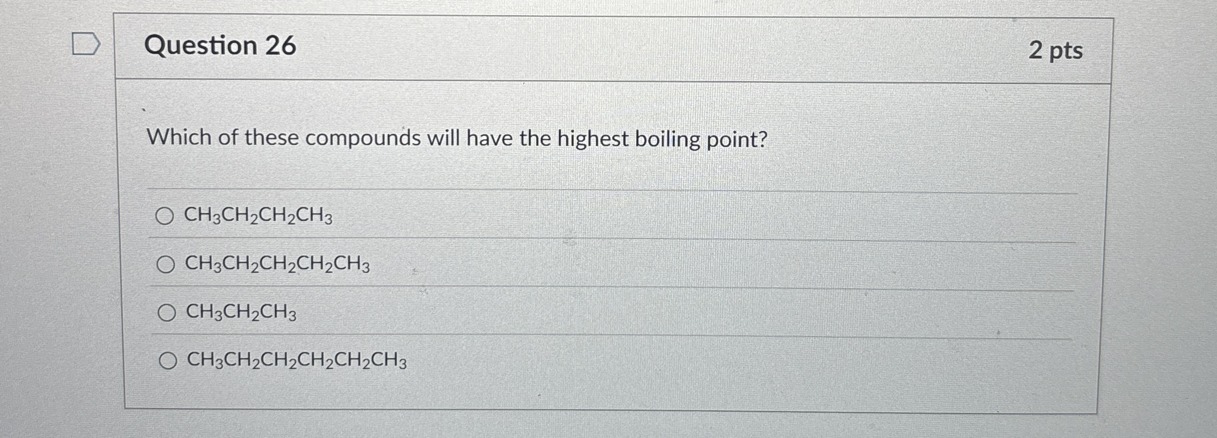Solved Question 262 ﻿ptsWhich of these compounds will have | Chegg.com