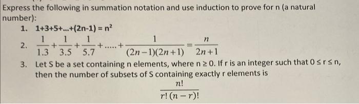 Solved Express the following in summation notation and use | Chegg.com