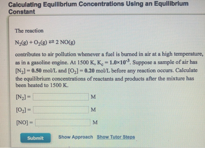 Solved Calculating Equilibrium Concentrations Using an | Chegg.com