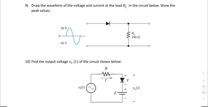 Solved 9) Draw the waveform of the voltage and current at | Chegg.com