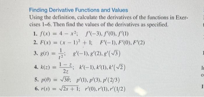 Solved Finding Derivative Functions and Values Using the | Chegg.com