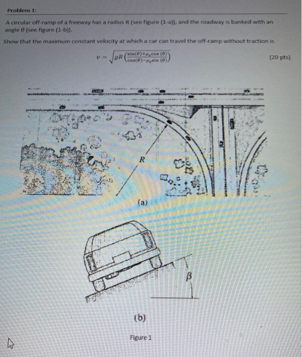 Solved Problem 1: A circular off-ramp of a freeway has a | Chegg.com