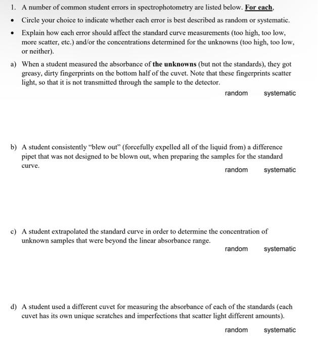 Solved 1. A number of common student errors in | Chegg.com