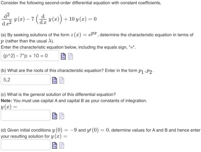 Solved Consider the following second-order differential | Chegg.com