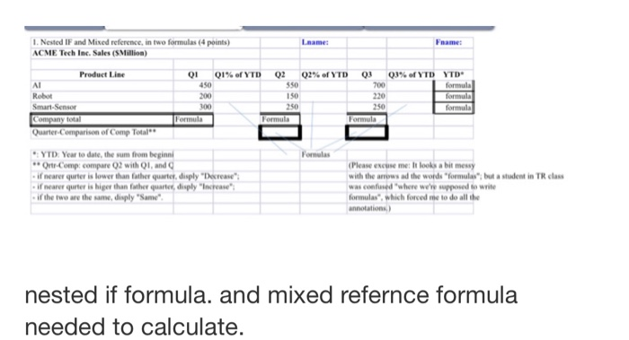 Solved Nested IF and Mixed reference in two formulas (4 | Chegg.com