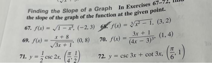 Solved Finding the Slope of a Graph In Exercises 67-72, the | Chegg.com