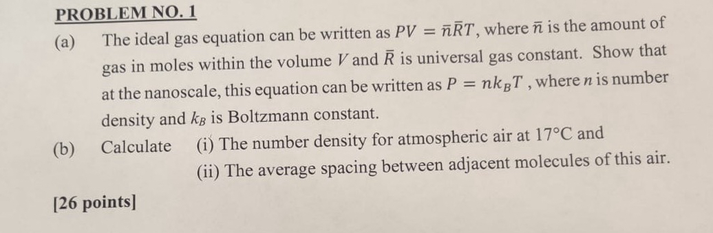 Solved PROBLEM NO. 1(a) ﻿The ideal gas equation can be | Chegg.com