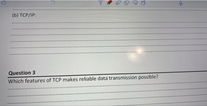 Solved Question 3 Which features of TCP makes reliable data | Chegg.com
